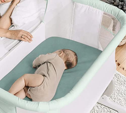 4 Pack Bassinet Fitted Sheets 33x20 Fits Baby Delight, Mika Micky, KoolaBaby, Dream On Me, ANGELBLISS and Rectangle Bedside Sleeper Mattress, Soft and Breathable Cotton