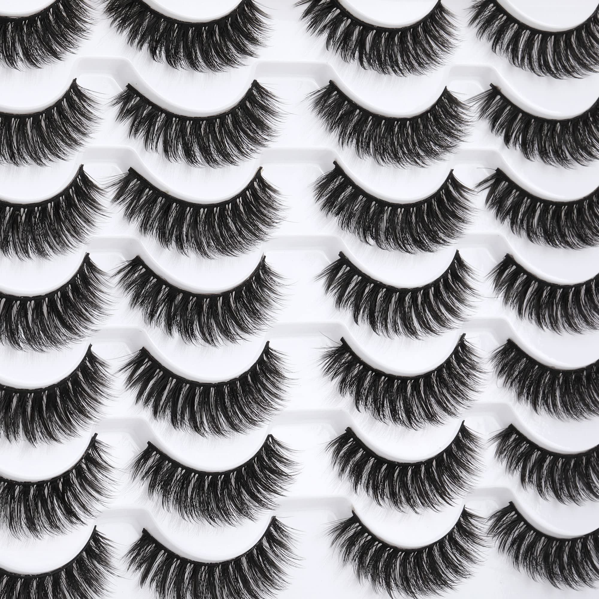 ALICROWN Short Eyelashes Natural Look False Lashes Mixed Lightweight Fluffy Handmade Soft Volume 14 Pairs Faux Mink Pack