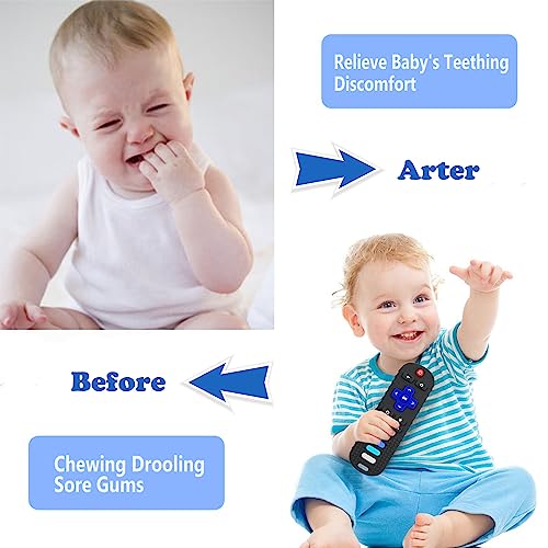 2-Pcs Silicone Baby Teething Toys, Silicone Reomte Teethers for Babies, Remote Control Shape Teething Toys, Chew Toys for Boys and Girls Soft Teething Remote