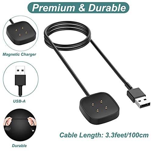 Charger for Fitbit Sense/Sense 2/Versa 3/Versa 4, Replacement Charging Cable Cord Magnetic Dock Stand for Fitbit Sense 1/2, Versa 3/4 Smartwatch