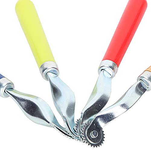 4Pcs Tracing Wheel Wooden Sewing Tools Marking & Tracing Tools Plastic Handle Stitch Marking Spacer for Sewing Patterns Wheel Sewing Tool with Packaging Bag Leather Paper Cloth