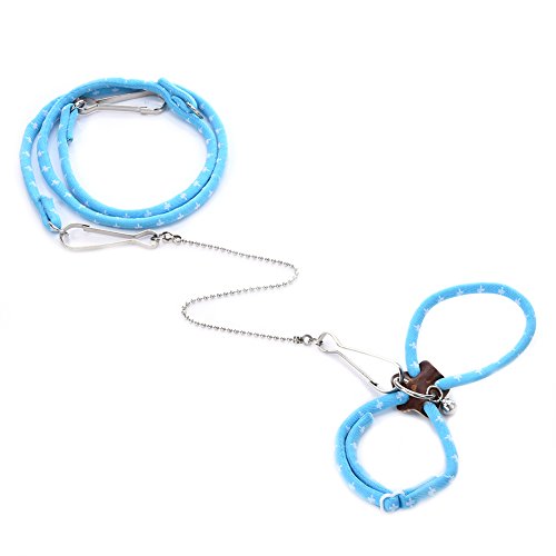 Adjustable Nylon Harness Vest and Leash Set Lead for Pet Dwarf Hamster Gerbil Rat Mouse Ferret Chinchilla Ferret Squirrel Small Animal Walking Toy (Blue)