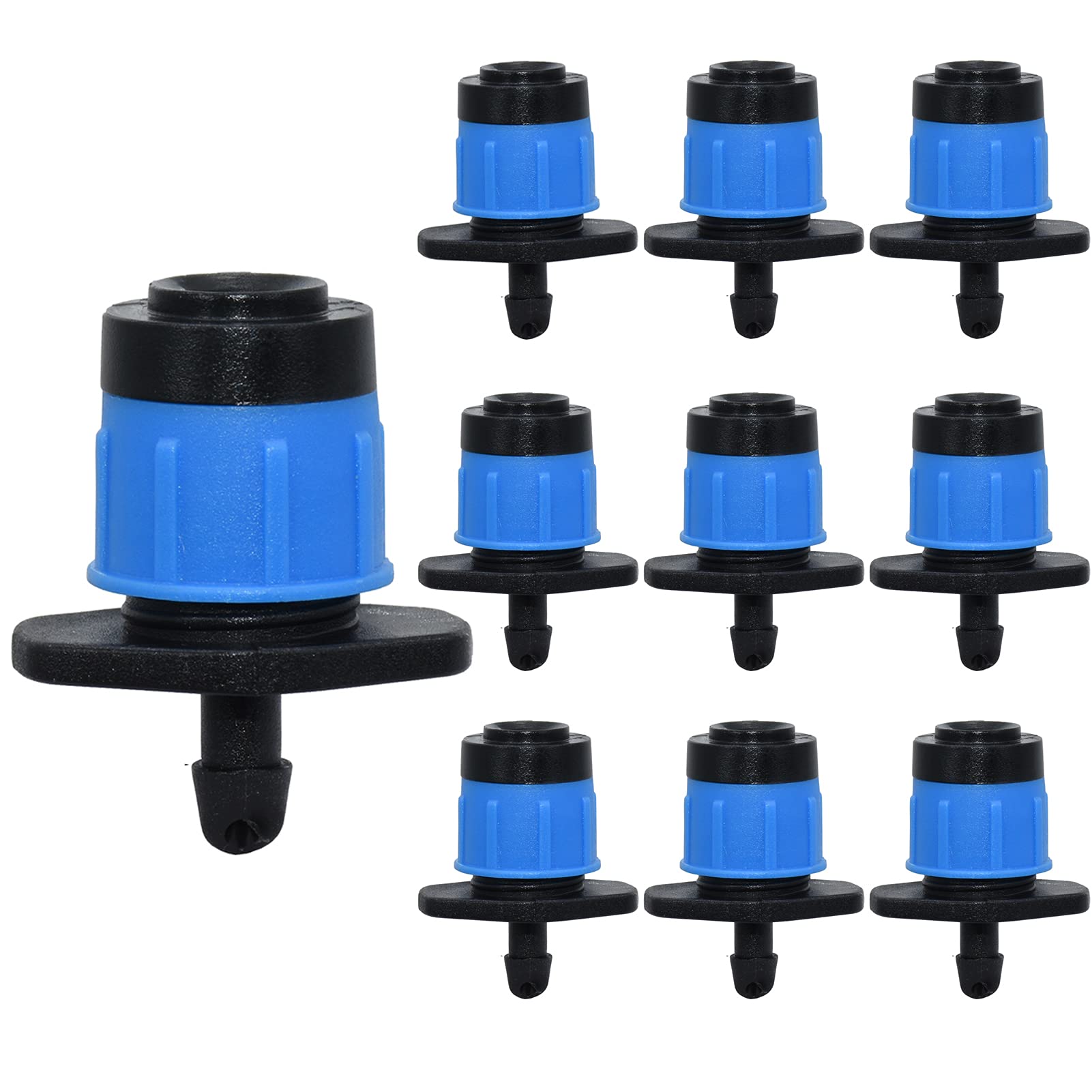 50 Pack Adjustable Irrigation Drippers 1/4 Inch Emitter Dripper 360 Degree Full Circle Pattern Water Flow Drip Emitter Micro Drip Irrigation Sprinklers for Home Garden Lawn(Blue)