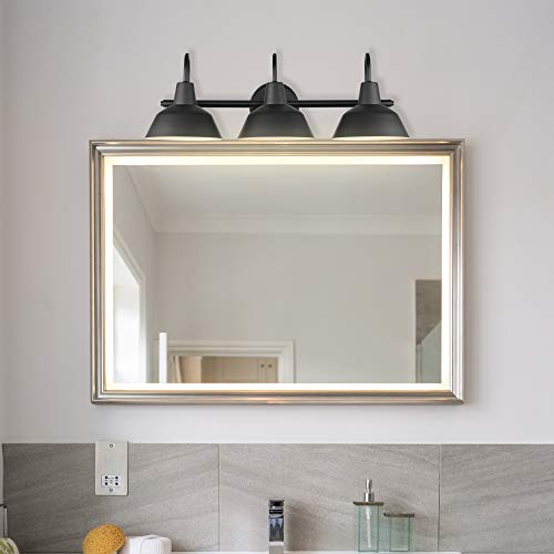 Globe Electric 51710 5-Piece Bathroom Accessory Set, with Vanity, Matte Black, 3-Light Vanity Light, Towel Bar, Towel Ring, Robe Hook, Toilet Paper Holder, Bathroom Lights Over Mirror, Home Décor