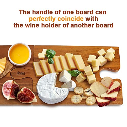 AIDEA Wood Cutting Board Cheese Board with Handle Set of 2 - Wood Charcuterie Platter Serving Tray for Cheese, Crackers, Meat And Wine- Great for Birthday, Housewarming & Wedding Gifts