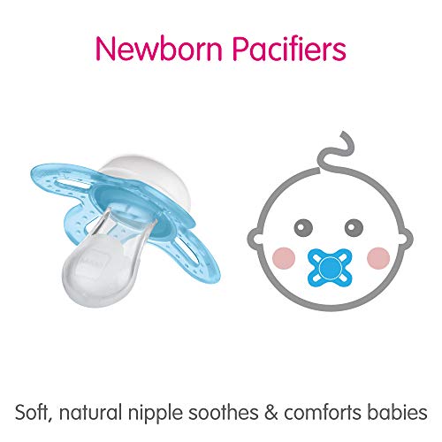 MAM Start Newborn Pacifiers Value Pack, Newborn Baby Girl Pacifiers, Best Pacifier for Breastfed Babies, 3 Count (Pack of 1)
