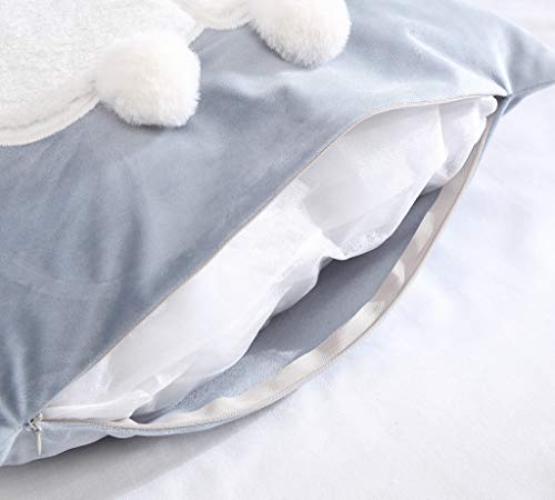 Chezmoi Collection Velvet 3D Polar Bear Pillow Removable Cover with Pillow Insert, Faux Fur Throw Pillow, Decorative for Sofa Couch Living Room Bedroom 18 x 18 Inches