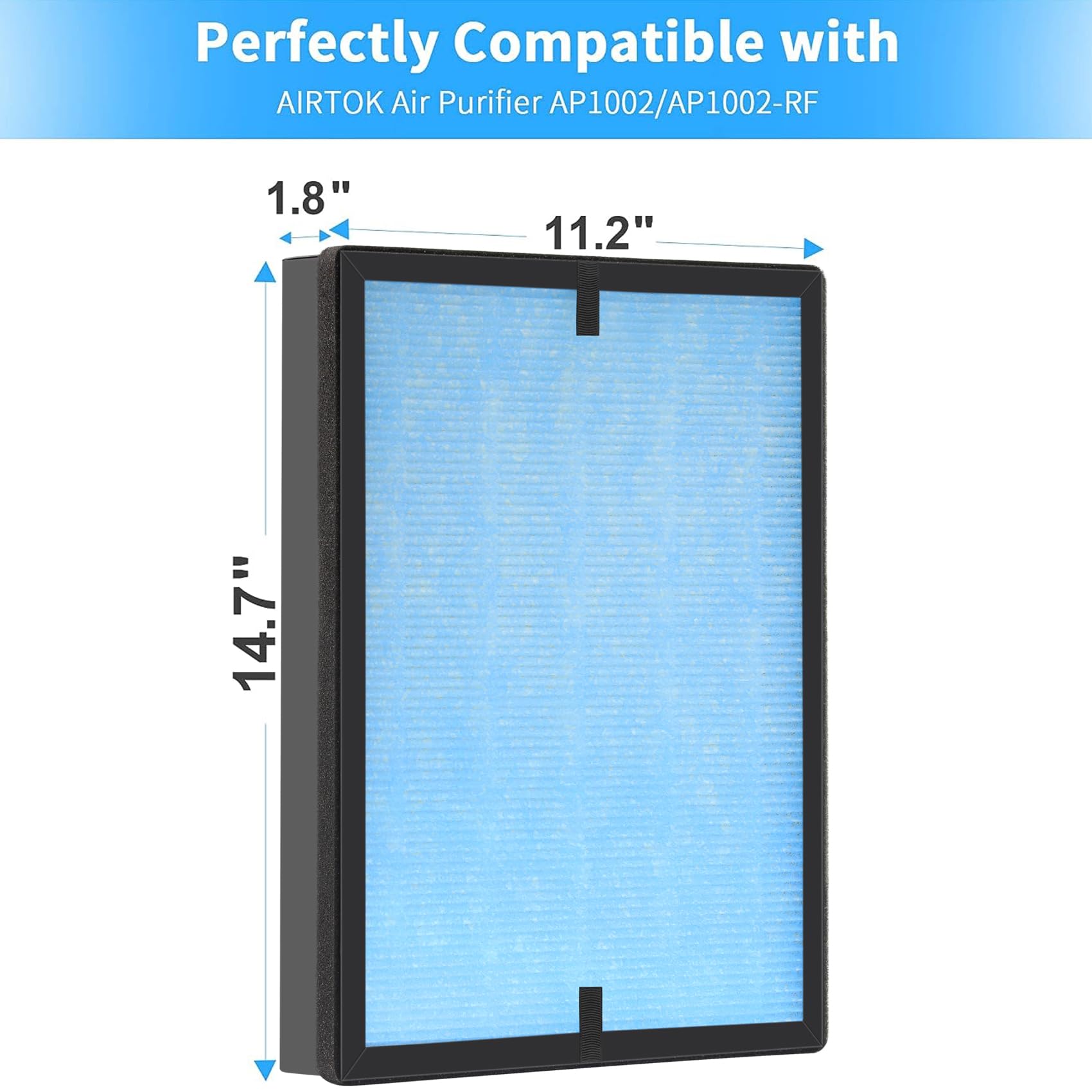 2 Pack AP1002 H13 True HEPA Replacement Filter AP1002-RF, Compatible with AIRTOK AP1002 Air Purifier.