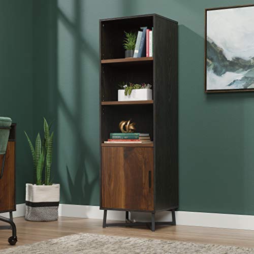 Sauder Canton Lane Industrial 3-Shelf Bookcase with Door, Brew Oak Finish