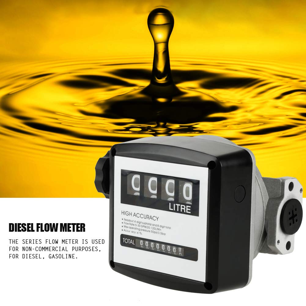 1% High Accuracy 1 Inch 4 Digital Diesel Flow Meter Gas Fuel Oil Flow Meter Counter Gauge