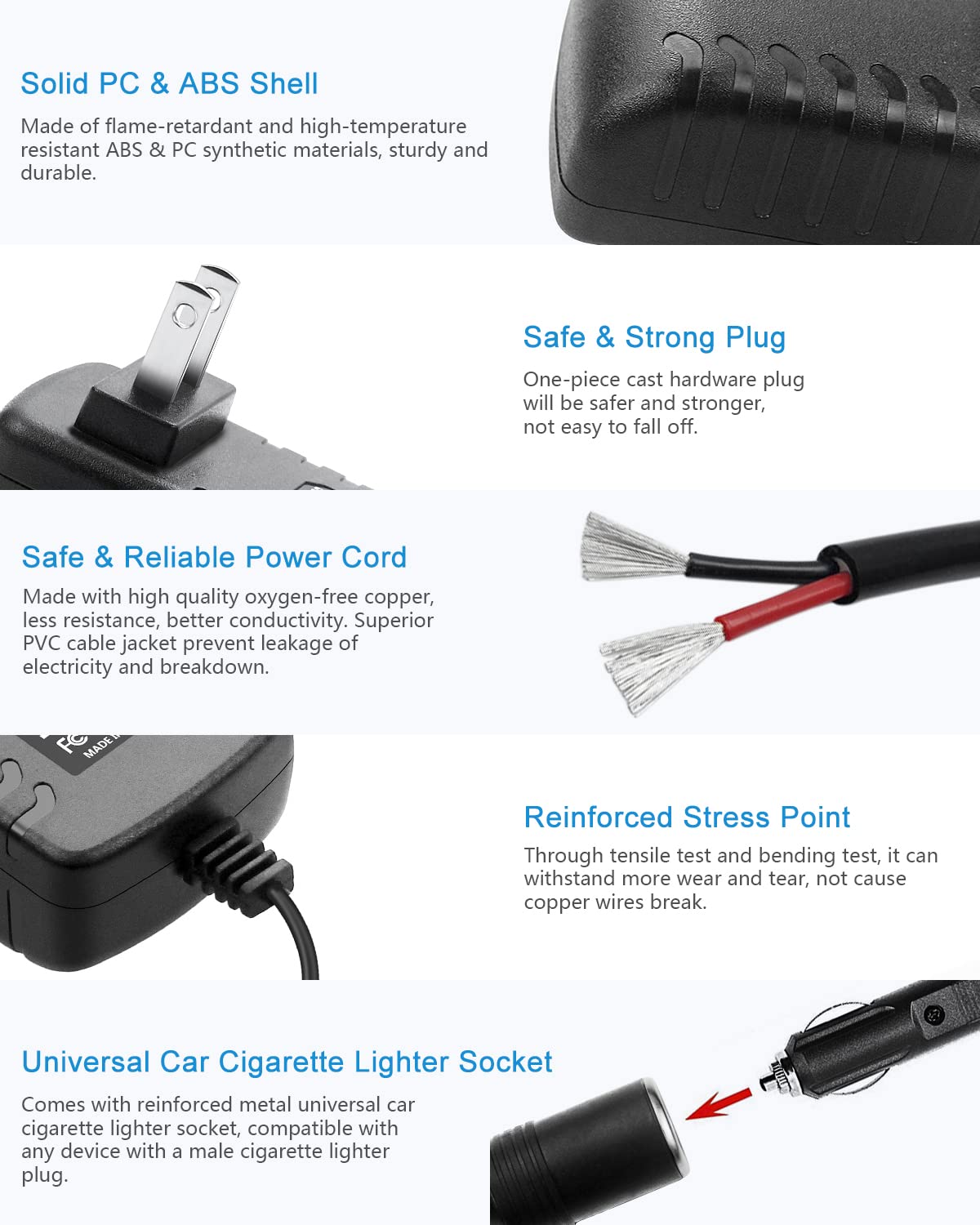 ALITOVE AC to DC Converter 12V 2A 24W Power Supply 110V to 12V Converter AC/DC Adapter with Car Cigarette Lighter Socket 100~240V AC In for Car Shaver MP3/MP4 player Car Dash Cam Bluetooth Transmitter