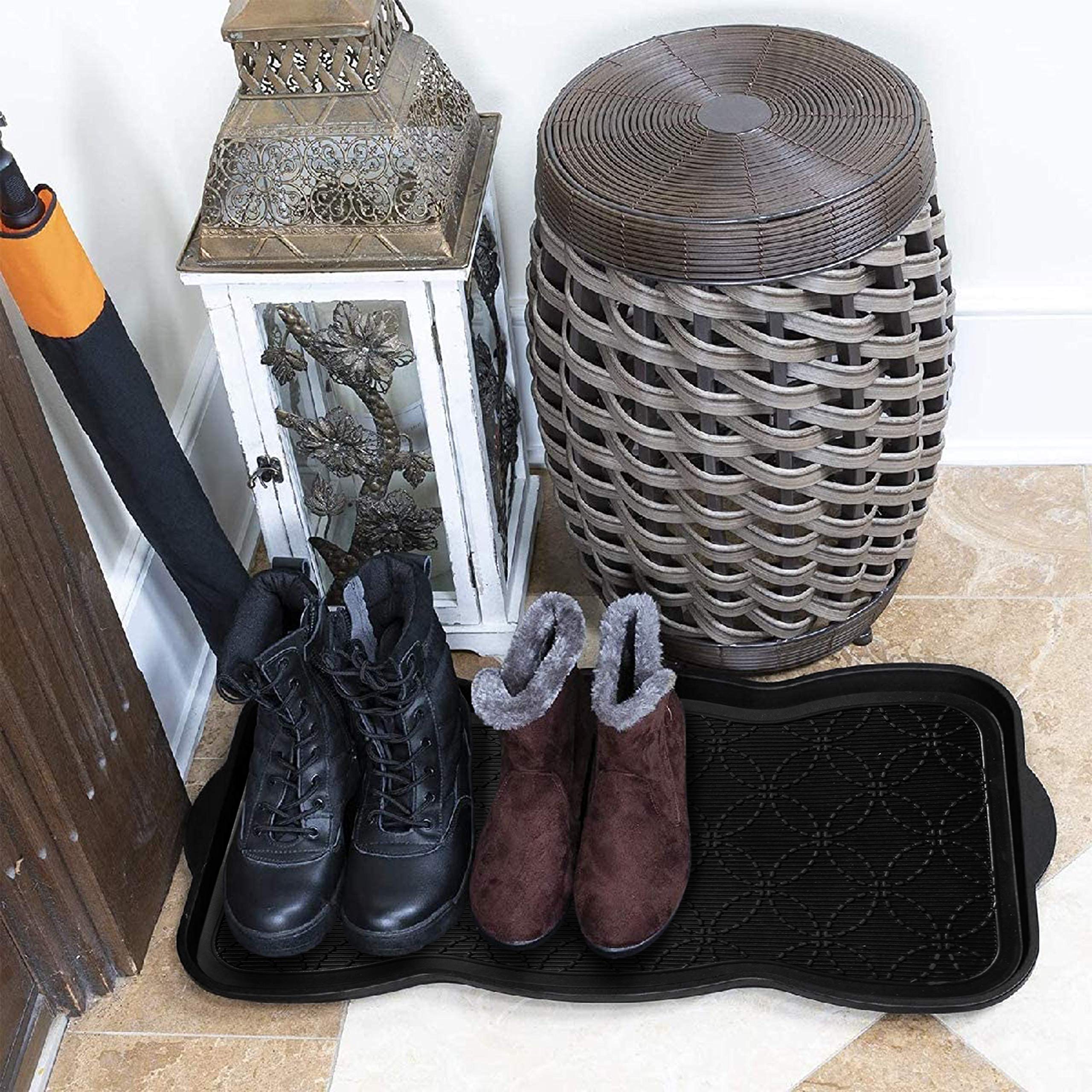 A1 HOME COLLECTIONS A1HC Boot Tray-Water Resistant Rubber Utility Shoe Mat 16"x31" for Indoor and Outdoor Use in All Seasons Multi-Purpose Boot Tray Mat