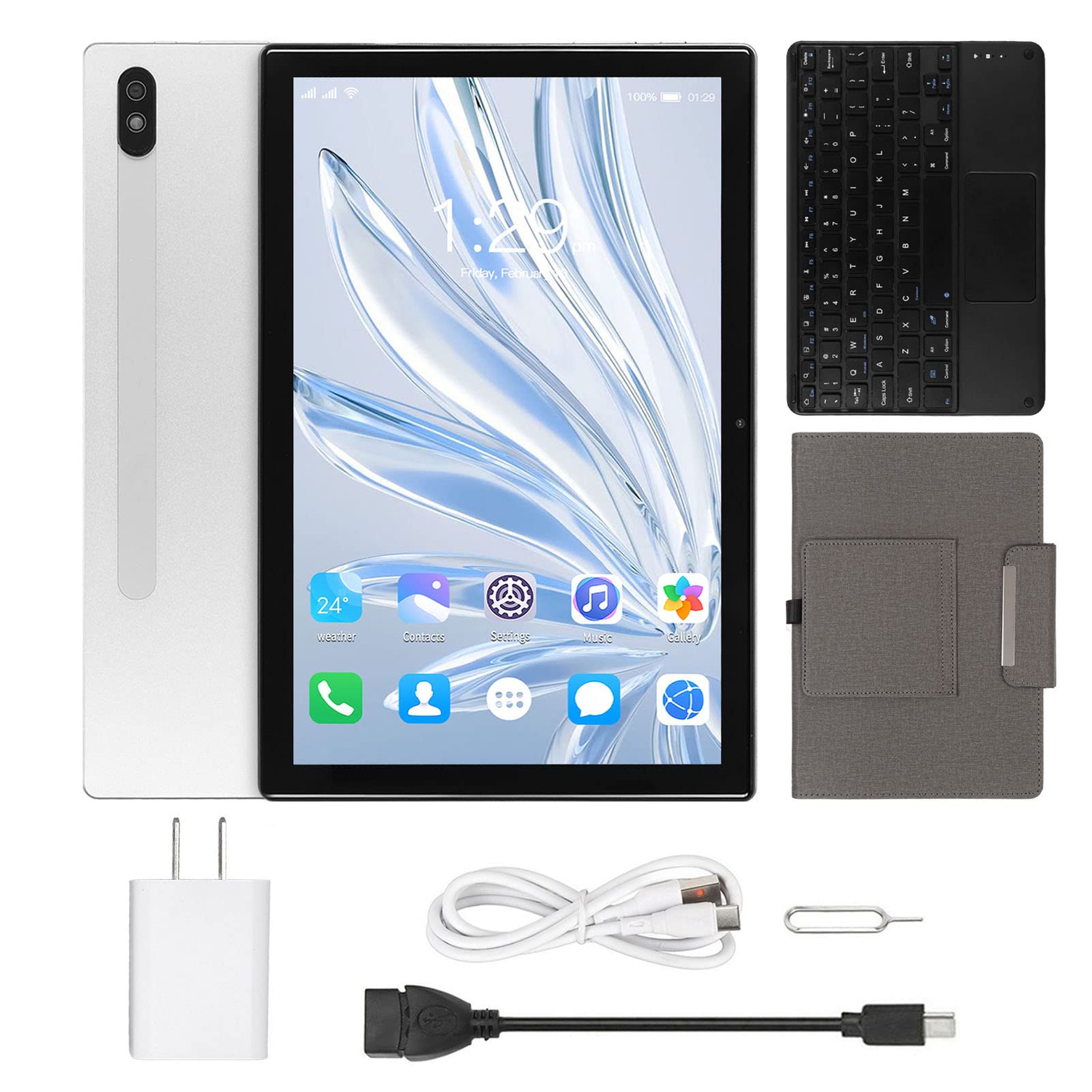 10.1 Inch Tablet, 4G Call 2 in 1 Fast Charge Support Tablet PC 12 with 5G WiFi Keyboard for Learn (US Plug)