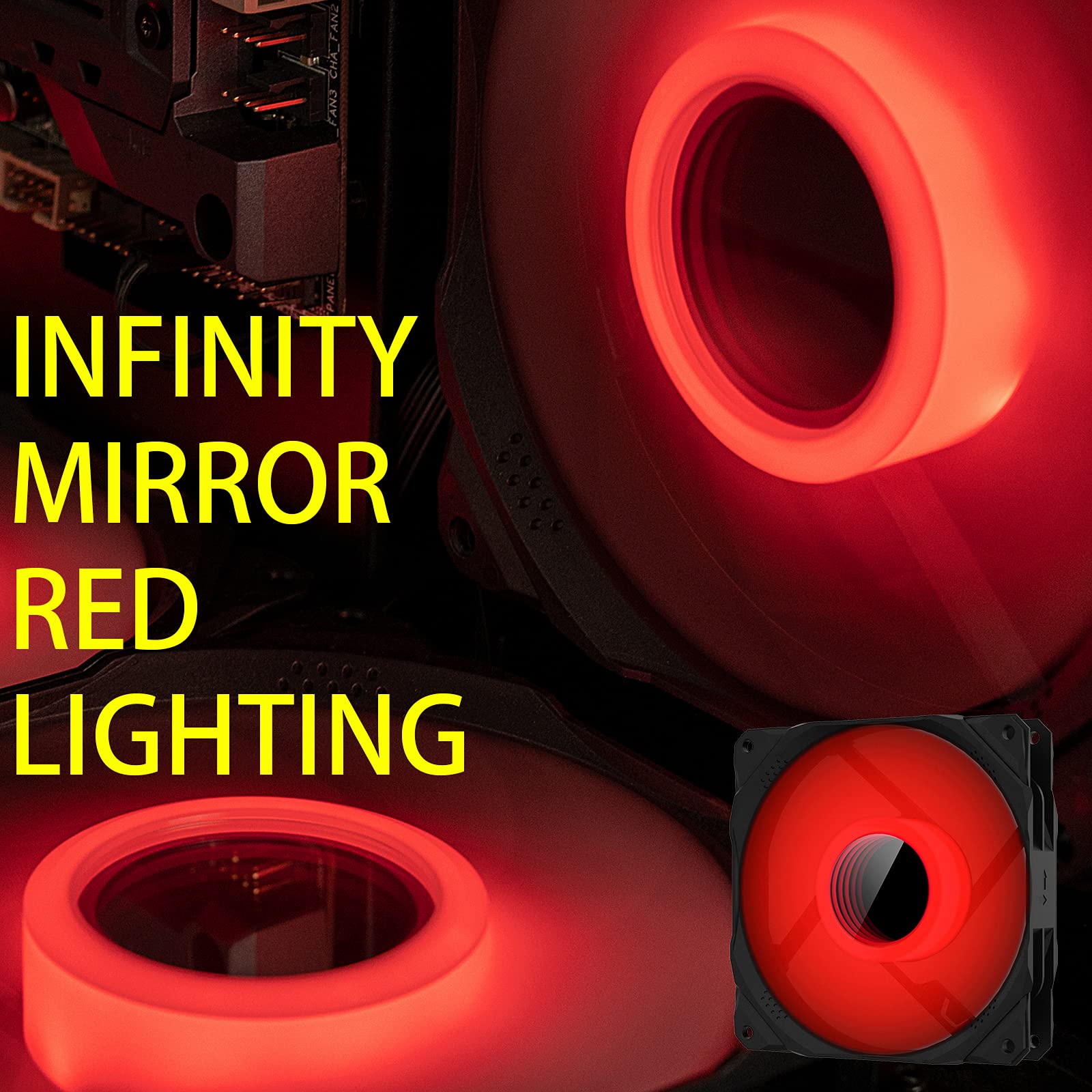 novonest 120mm PC Case Fan,3-Pin Red Led High Performance Mirror Cooling Fan,Low Noise High Airflow Ultra Quiet Computer Fan for PC Cases,Long Life Bearing Computer Cooling Fan,UA01RD3(3-Pack)
