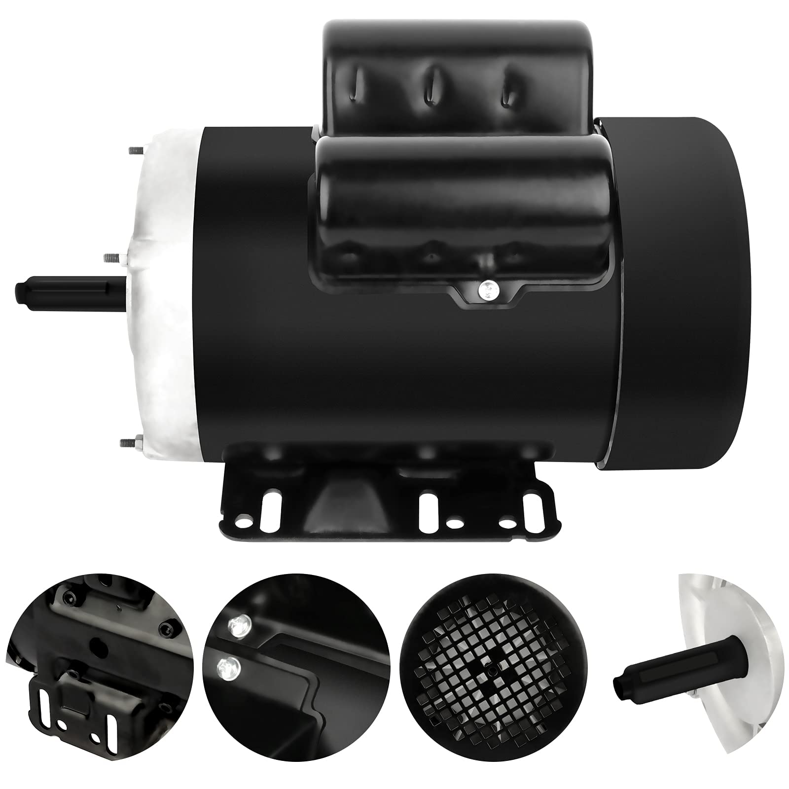 1.5HP Electric Motor 3450RPM General Purpose Single Phase Motor 115/230V 56 Frame 5/8β Shaft Diameter CW/CCW TEFC 2Pole