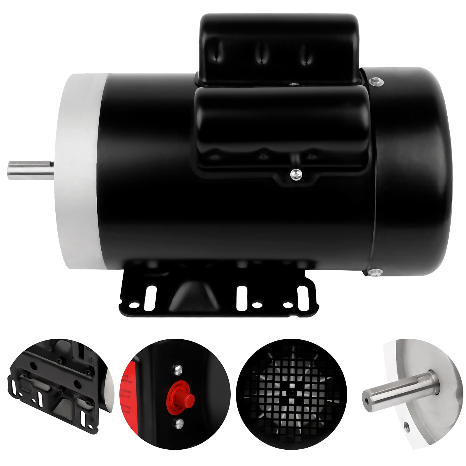 1.5HP Electric Motor General Purpose Single Phase Motor 1750RPM 56C 115/230V 5/8"Shaft Diameter CW/CCW TEFC IP55 60HZ