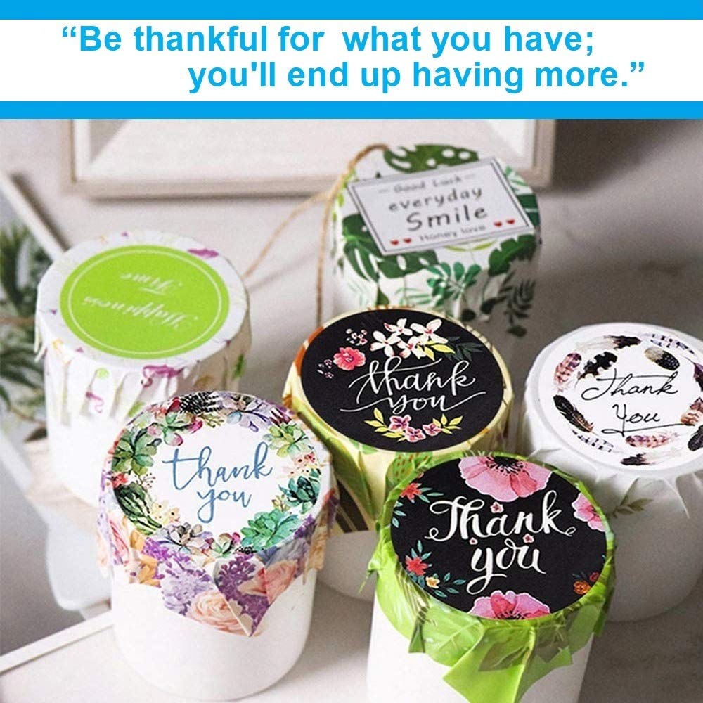 1000 PCS 1.5 Inch Thank You Sticker Foil Thank You Labels for Sealing, Decoration (8 Designs, 1000 pcs * 1 roll)