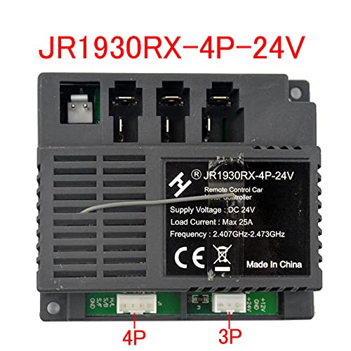 24V Kids Ride On Toys Remote Control JR1930RX-4P-24V Motherboard Control Box Accessories, 2.4G Bluetooth Remote Control and Receiver fits Children Ride On Car Replacement Parts