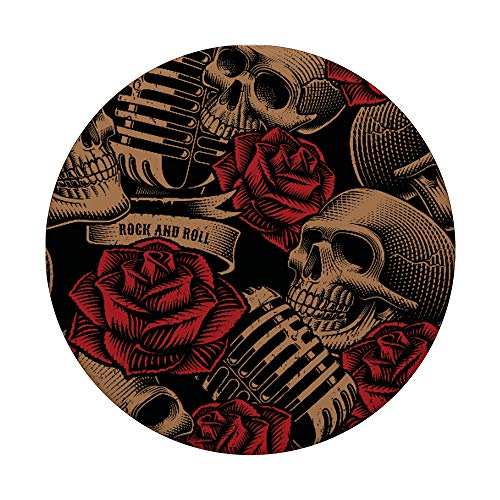 Rock'n'Roll Skulls Roses Musician Music Musical Songwriter PopSockets PopGrip: Swappable Grip for Phones & Tablets