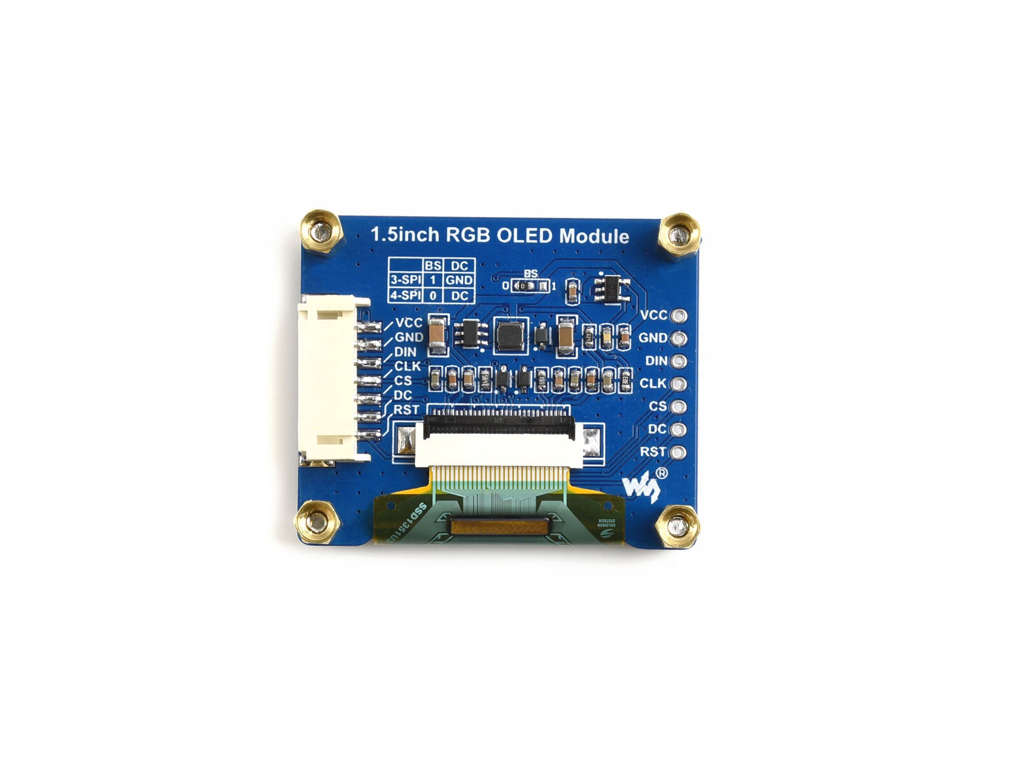 1.5inch RGB OLED Display Module 128x128 16-bit High Color SPI Interface SSD1351 Driver for Raspberry Pi/Jetson Nano Examples Provided