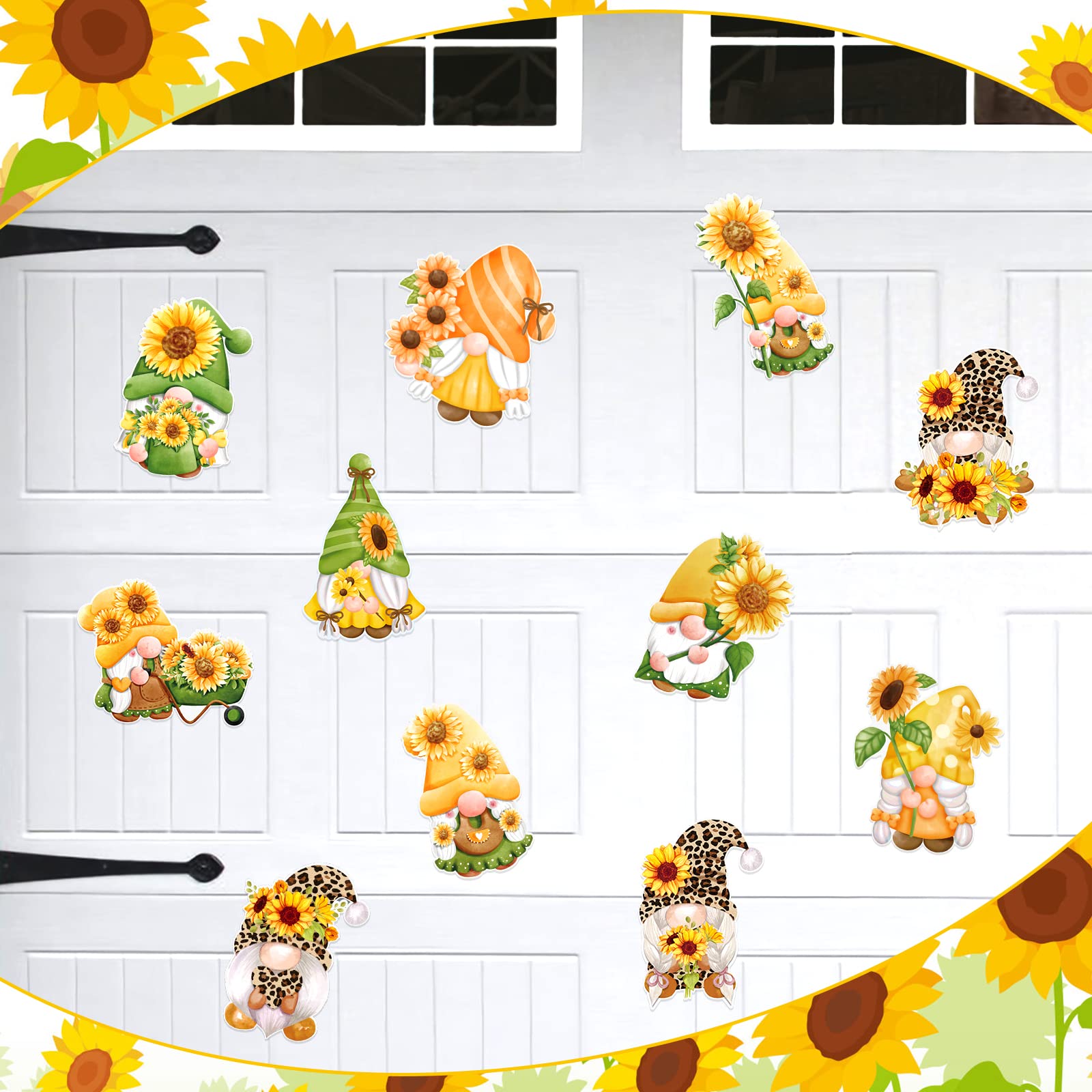 12Pcs Sunflower Gnome Refrigerator Magnets Spring Sunflower Party Decorations Spring Sunflower Refrigerator Magnets Sunflower Spring Gnome Fridge Garage Door Magnets for Fridge Car Mailbox Decor