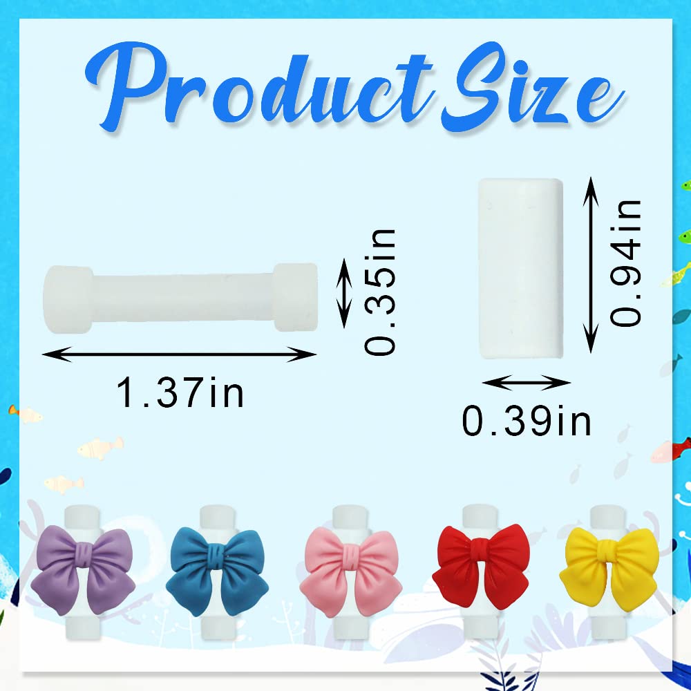 10 Sets Bowknots Cable Protector for iPhone/iPad USB Cable Charger, Small Bows Plastic Charger Cord Protector Charging Cable Saver Charger Accessories for Cellphone Tablet Data Lines (Lightning Cable)