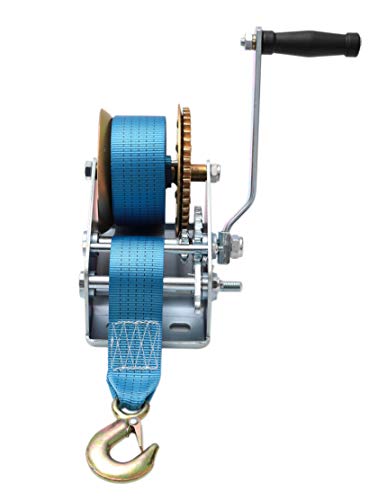 G Ganen 3200lbs Polyester Strap 2 Gear Hand Winch Hand Crank Gear Winch ATV Boat Trailer