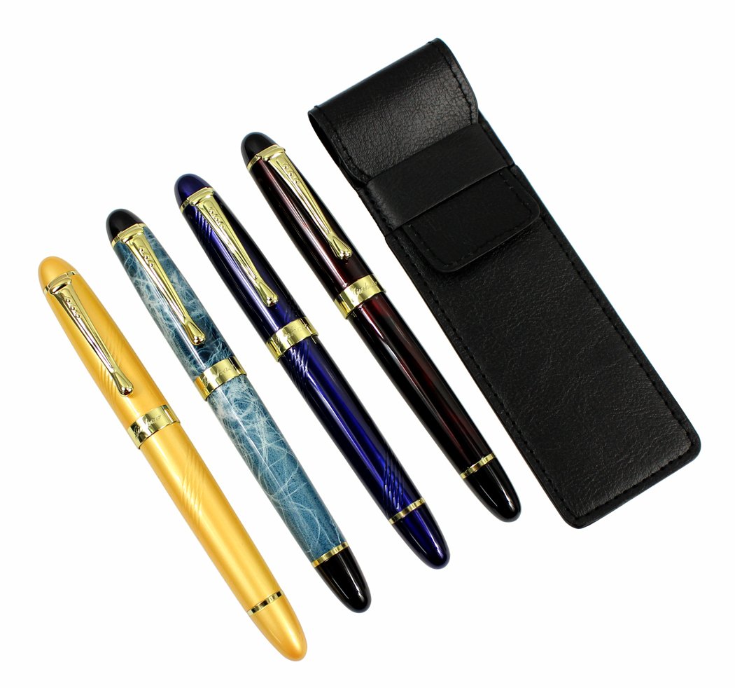 4 PCS in Set Gullor 450 Fountain Pen in 4 Colors (Elegant Colors) with Pen Pouch