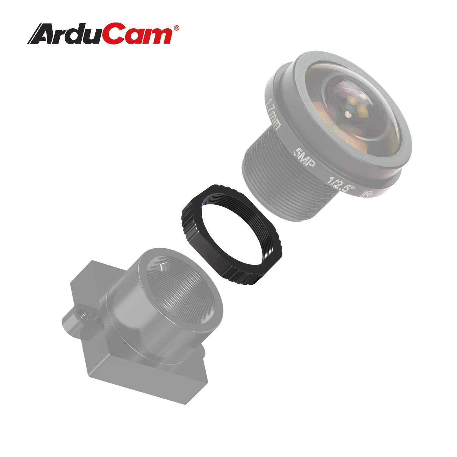 Arducam Ultra Wide Angle M12 Lens, 1/2.5" 1.7mm Focal Length Lens with Lens Holder for Arduino and Pi Camera, CCTV Security Camera