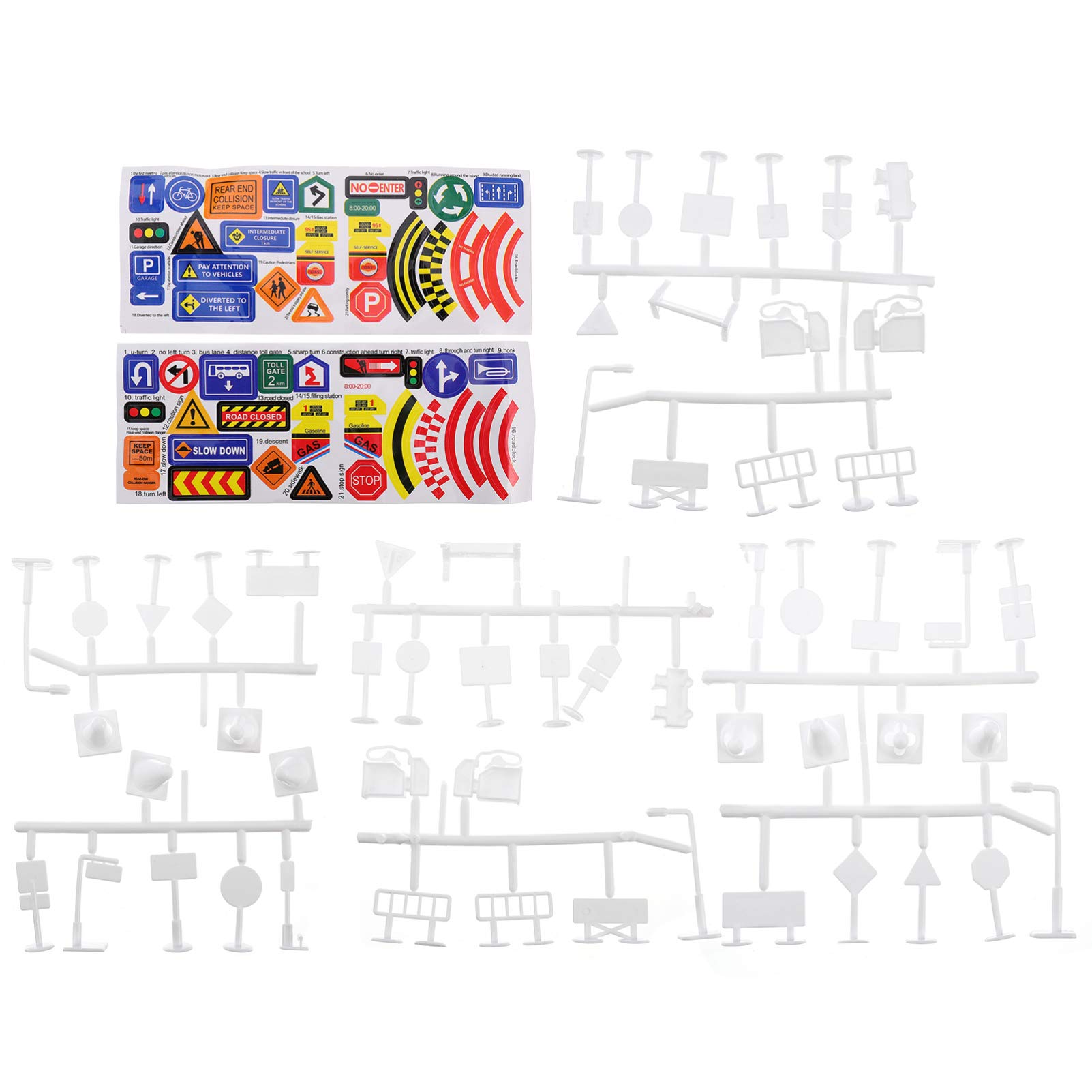 56Pcs Street Road Signs Playset Traffic Signs Playset Mini Electric Traffic Lights Toy Road Signs for Play(Mini Size)