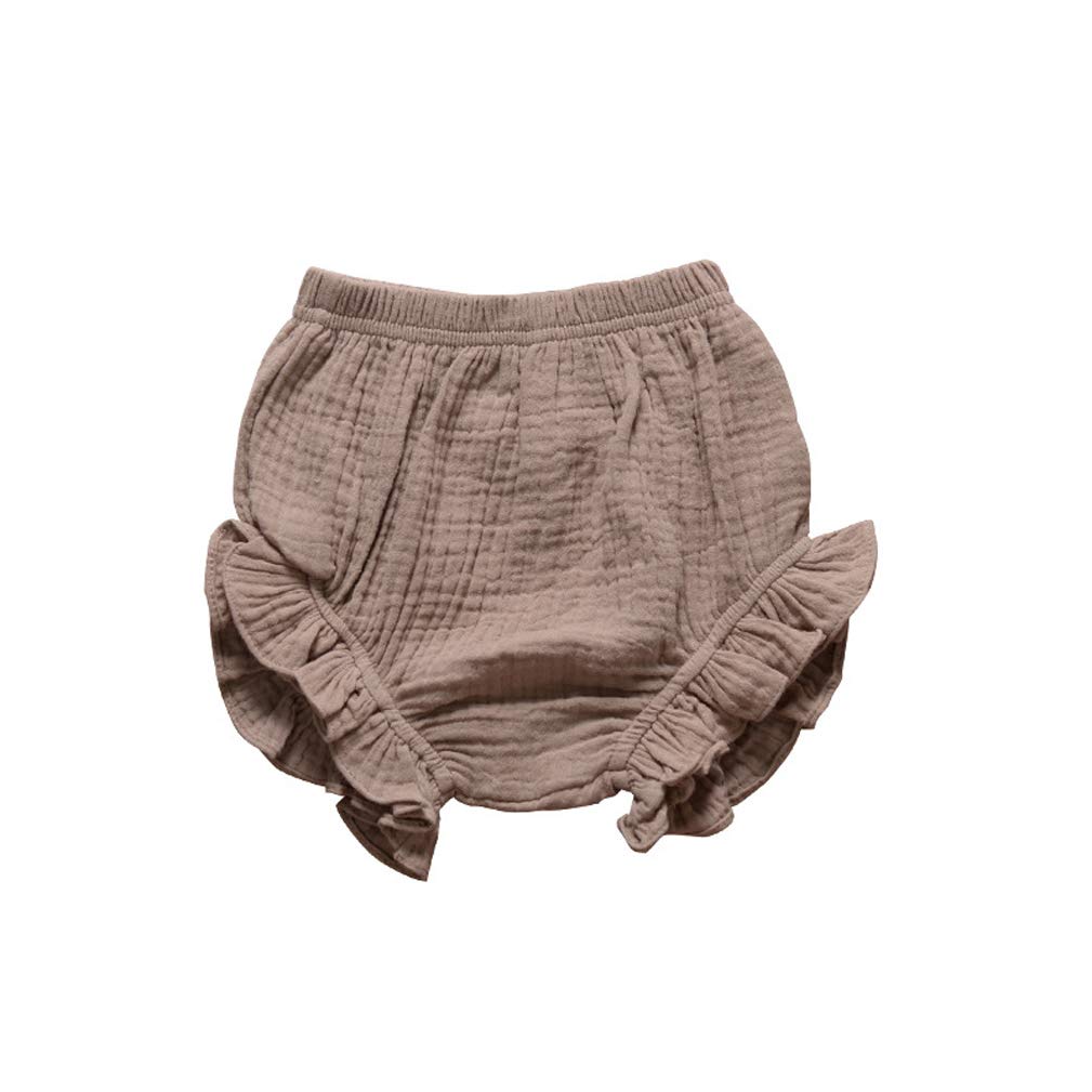 3PC Shorts Set Newborn Baby Girls Boys PP Pants Cotton Linen Blend Cute Floral Bloomer Triangle Shorts (B Coffe+Yellow+Khaki,0-6 Months)