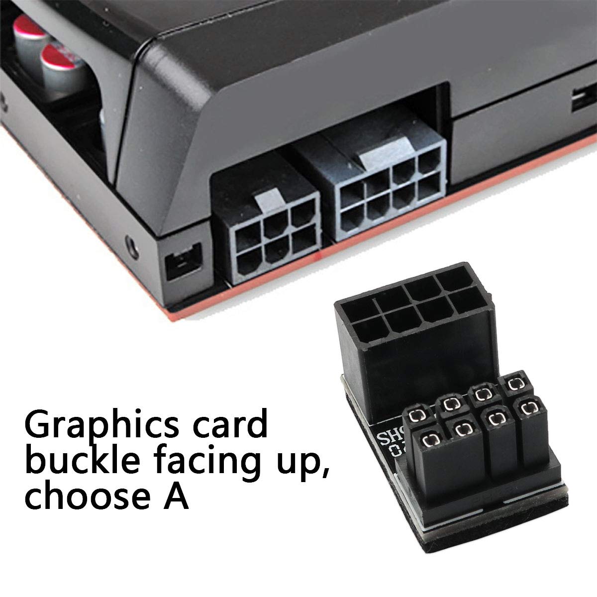 ZRM&E 8 Pin Graphics Card Power Supply 180 Degree Angled Adapter Steering Connector Up Angled for Desktops Graphics Card
