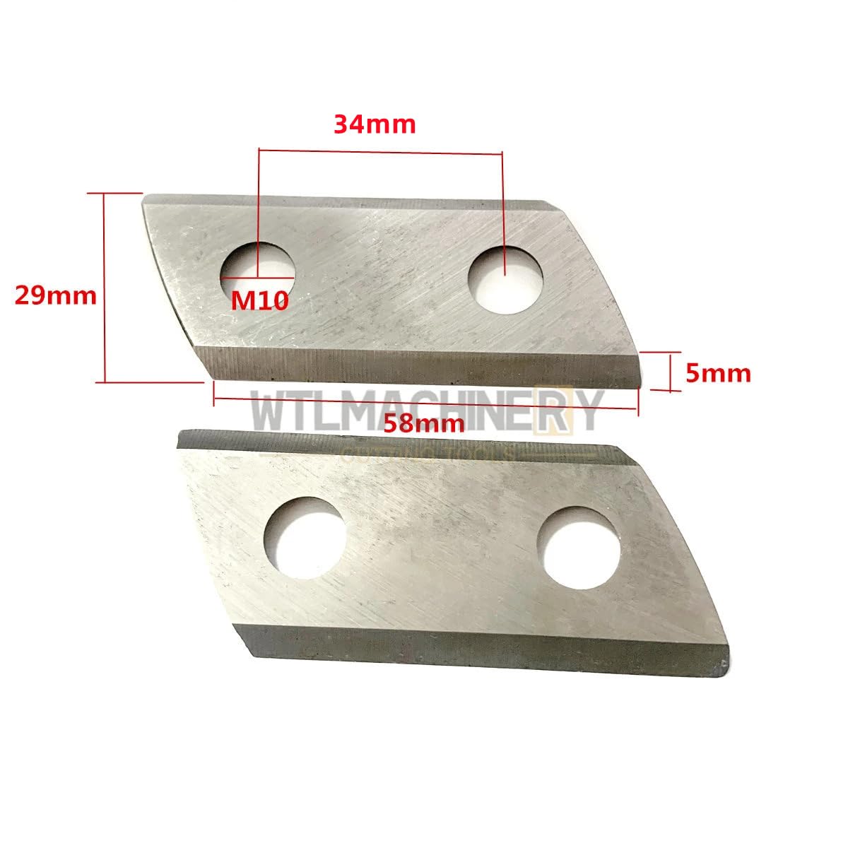 10 Sets Garden Shredder Chipper Blades (20pcs) + Screws (40pcs) Wood Chipper Knives Curved for Wood Chipper Machine Replacement Part Hole Pitch: 34mm