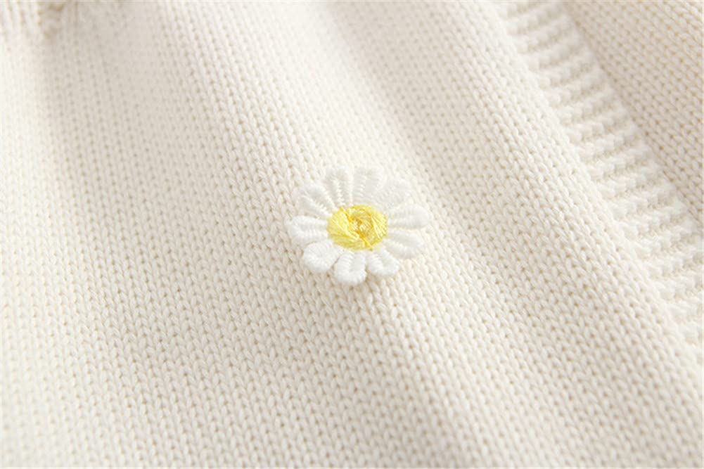 Mud Kingdom Baby Girls Jumper Dress Sweater with Daisy Flowers Beige 12-18 Months