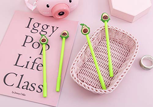 Chris.W 12Pcs Refillable Gel Ink Rollerball Pens from, Green Avocado, 0.5mm Extra Fine Point, Black Ink (Mixed)