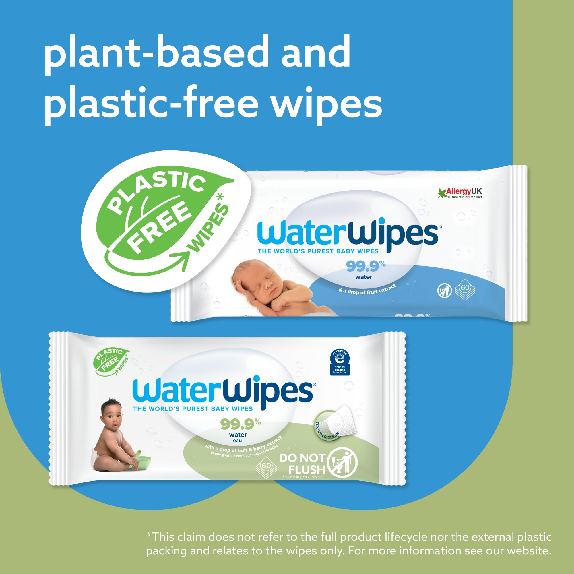 WaterWipes Bundle, Original 540 Count (9 packs) & Textured Clean Wipes 240 Count (4 packs), Plastic-Free, 99.9% Water Based Wipes, Unscented, Hypoallergenic for Sensitive Skin, Packaging May Vary