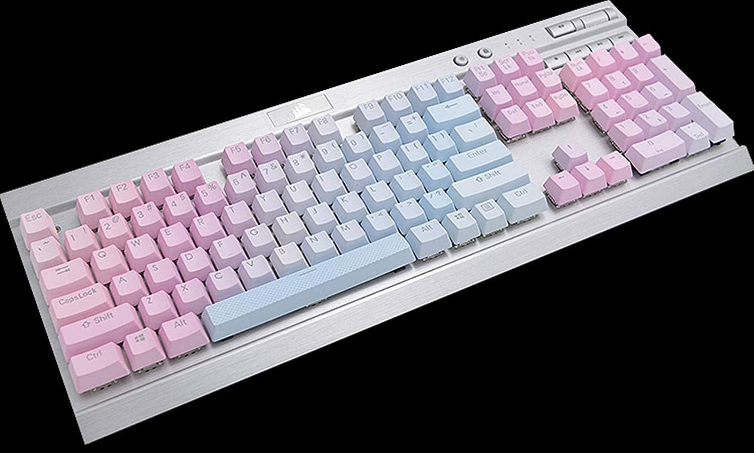 104 Keys PBT Double Shot Backlit Keycaps Translucent Keyset OEM Profile for Corsair Gaming Mechanical Keyboard K95 Platinum K70 MK.2 K65 K66 K68 RGB Strafe (Blue Pink Gradient)