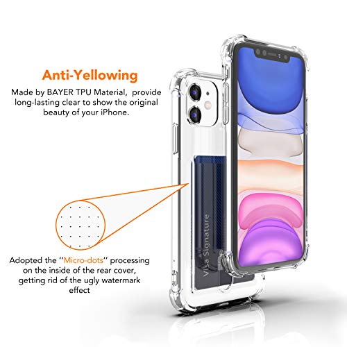 ANHONG Upgrade iPhone 11 Clear Case with Card Holder, Protective Soft TPU Shock-Absorbing Bumper Wallet Case for iPhone 11 6.1β