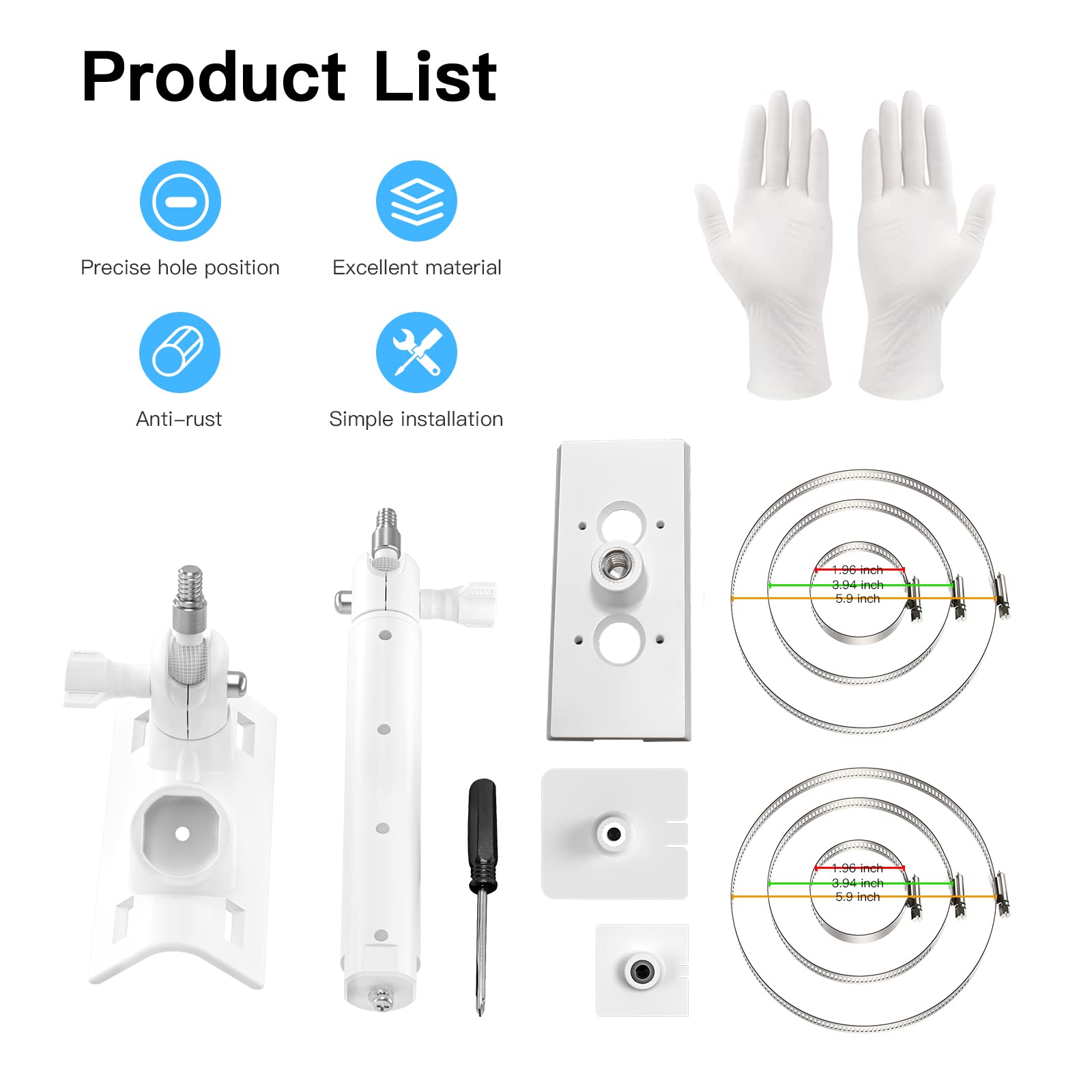 2-in-1 Pole Mounting Bracket for Stick Up Cam ProSolar Panel, Spotlight Cam Battery and Stick Up Cam Battery Outdoor Mount Accessories for Ring Solar Panel (White, not Apply to Spotlight Cam Pro/Plus)