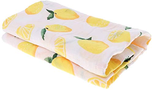 Baby Swaddle Blanket Unisex Boys Girls Cotton Muslin Swaddling Blanket Nursing Cover & Burping Cloth - Lemon