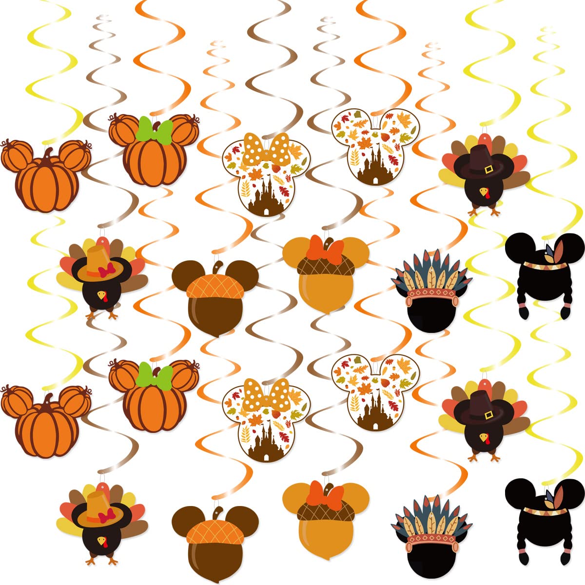 Thanksgiving Mouse Hanging Swirls for Mouse Fall Thanksgiving Party Birthday Party Decorations
