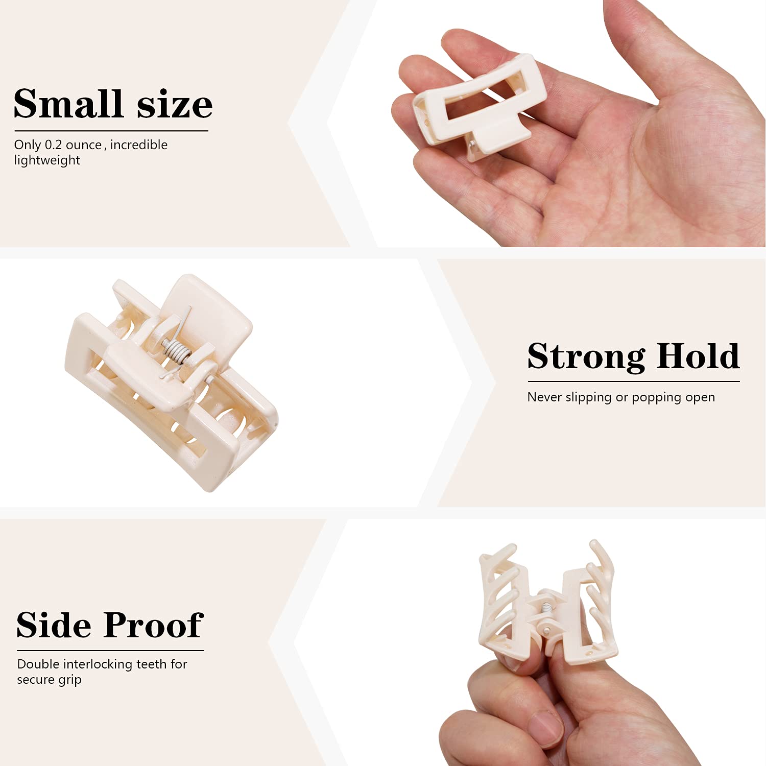 Small Tiny Claw Hair Clips for Women Girls for Thin/Medium Thick Hair, 1.5 Inch Mini Hair Jaw Clips Matte Rectangle Nonslip Clip with Gift Box (Matte+shiny color series)