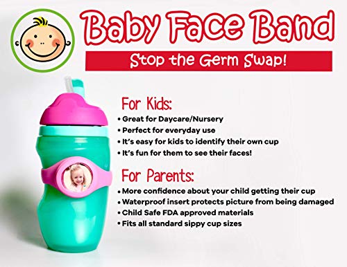 Personalized Baby Bottle and Sippy Cup Label for Daycare Personalized Band with Your Childs Picture Baby Face Band 2 Pack Blue Pink 2 PK