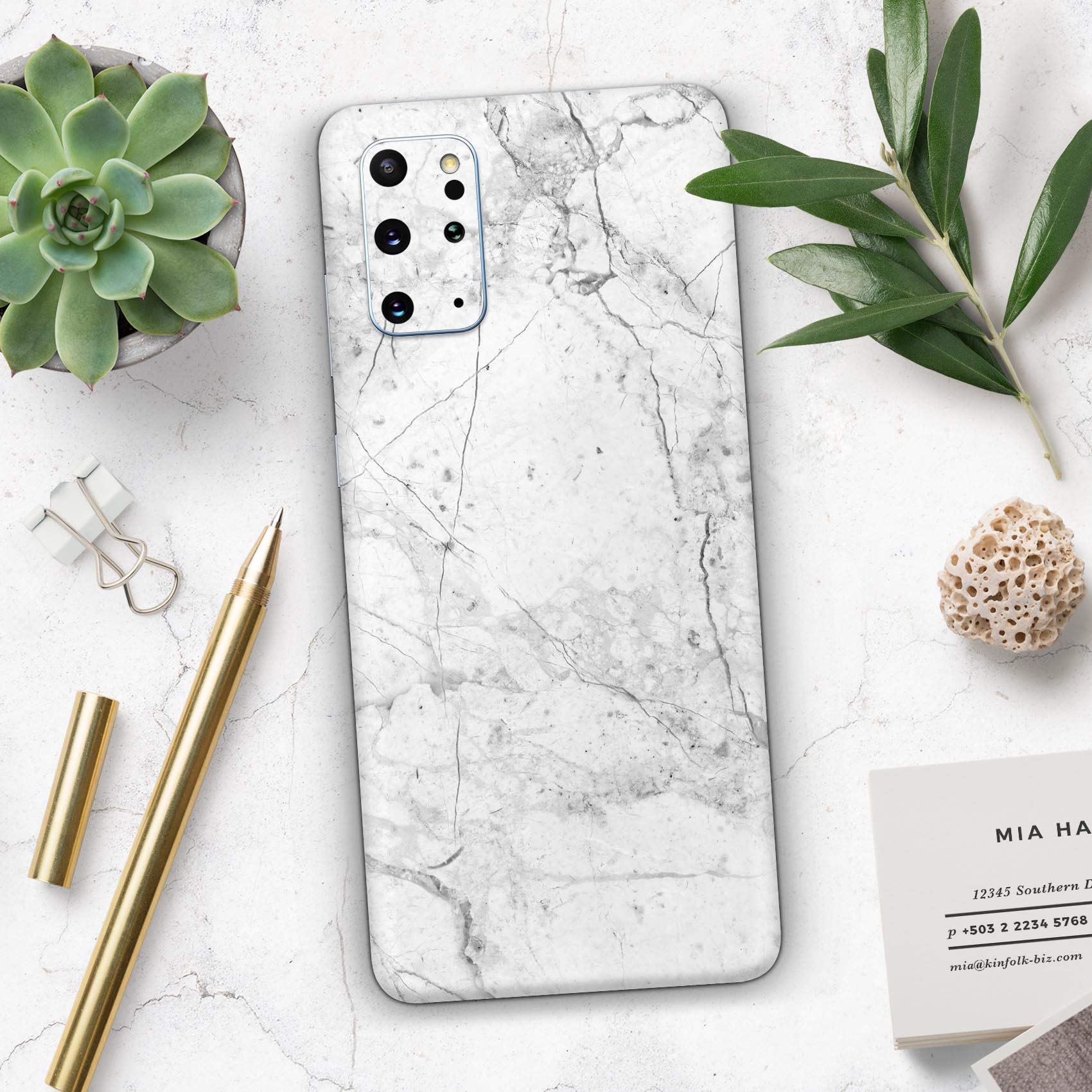 DesignSkinz Cracked Marble Surface 2 Protective Vinyl Decal Wrap Skin Cover Compatible with The Samsung Galaxy S20 (Screen Trim & Back Glass Skin)