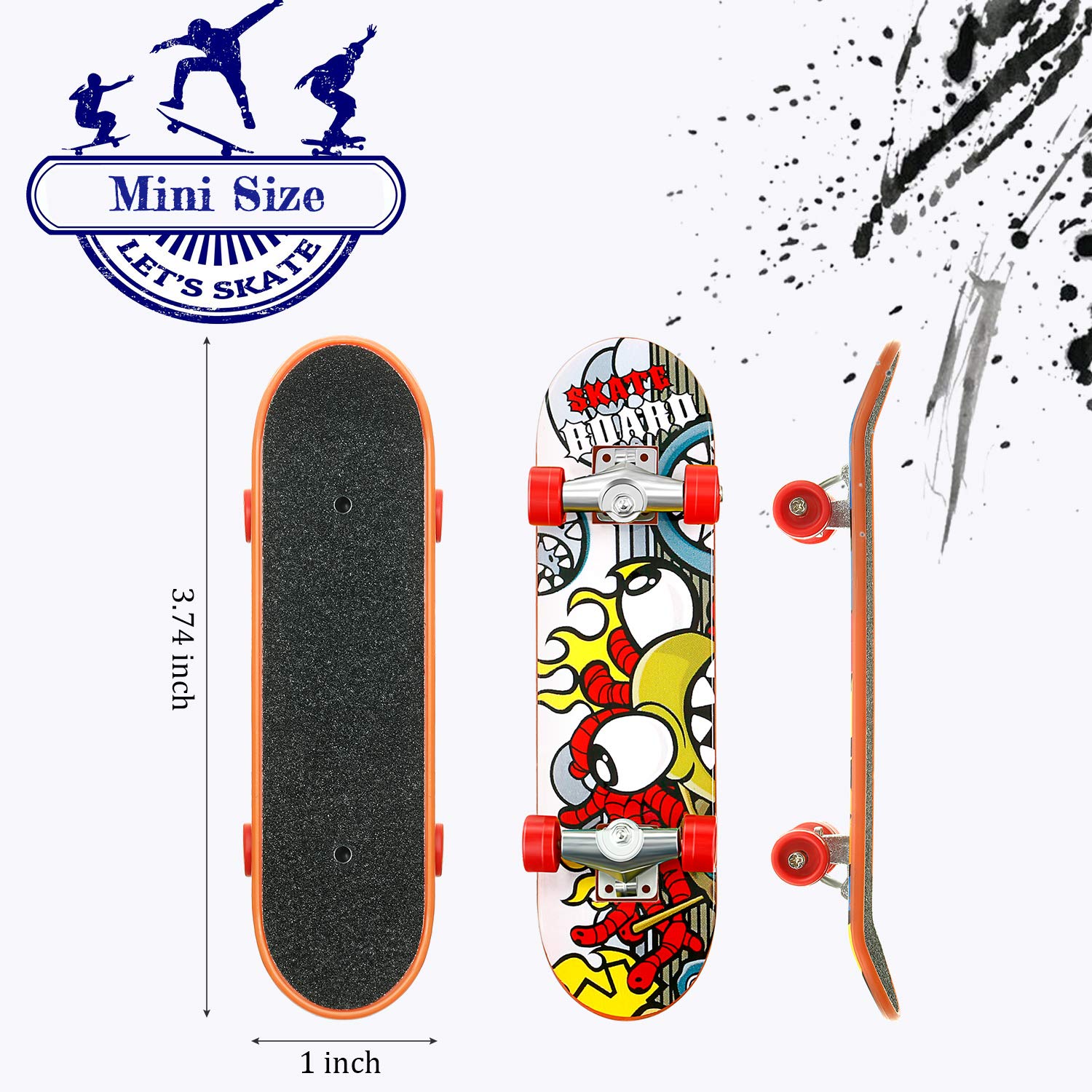 10 Pieces Mini Skateboards Finger Skate Fingerboard Toy Fingertip Movement Board for Adults Boys Girls, Random Pattern(10 Pieces)