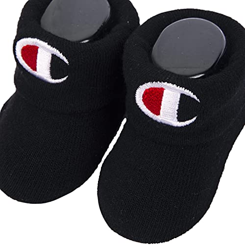 Champion baby boys Infant 3-piece Box Includes Body Suit, Bib Or Hat Booties and Toddler T Shirt Set, Classicscript-black 001, 0-6 Months US