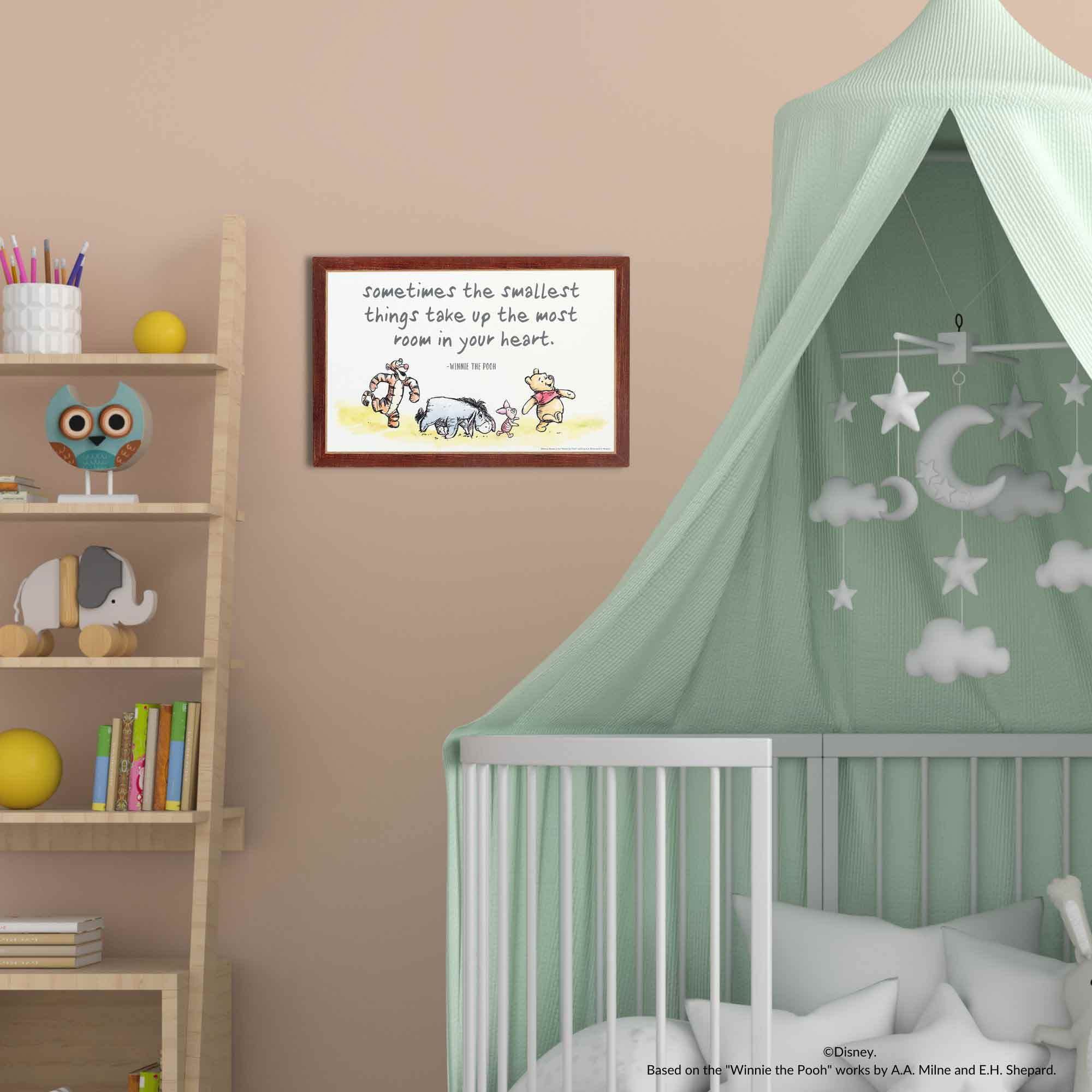 Open Road Brands Disney Winnie the Pooh Room in Your Heart Nostalgic Wood Wall Decor For Nursery, Bedroom or Play Room