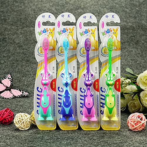 Kiminors, dobrygalpe 4 Pcs Cartoon Kangaroo Small Head Children Toothbrush With Extra Soft Bristles,Colorful, 40 x 100 x 80 MM