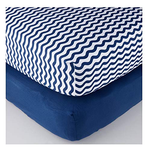 Parent's Choice Fitted Crib Sheet 100% Cotton (28in X 52 in) Standard Crib Sheet Blue 2 Piece