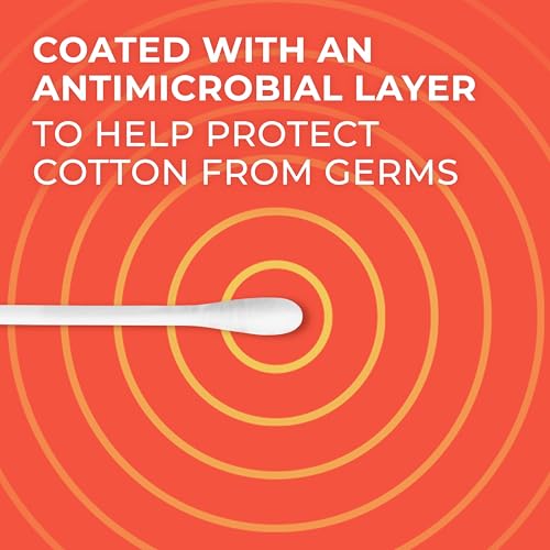 Q-tips Antimicrobial Swabs for Cleaning are Made with 100 Percent Cotton, 300 Count, Pack of 12
